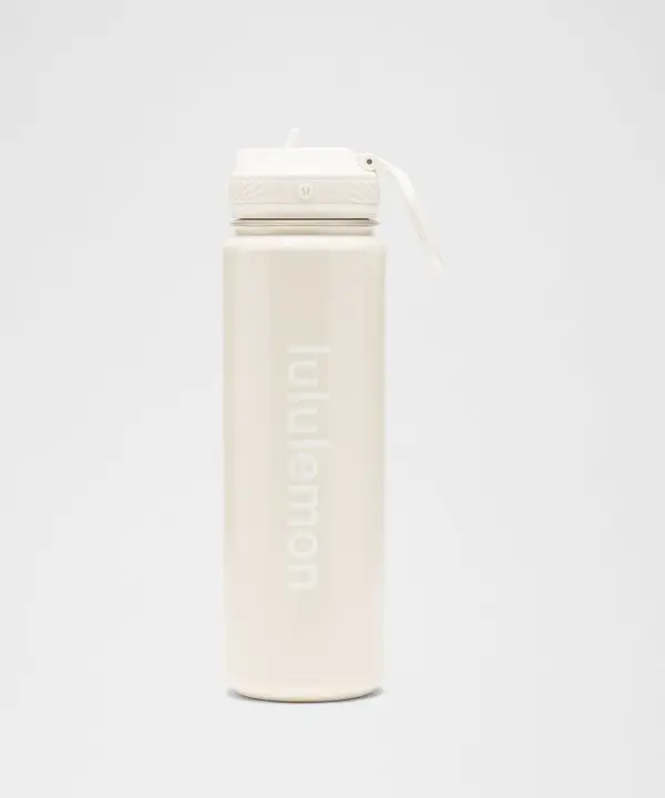 Lululemon Back To Life Sport Bottle 24oz Straw Lid - Light Ivory/white
