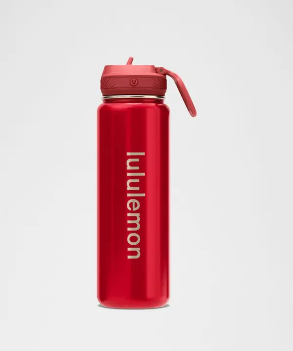 Lululemon Back To Life Sport Bottle 24oz Straw Lid - Oxford Red Dark/light Ivory