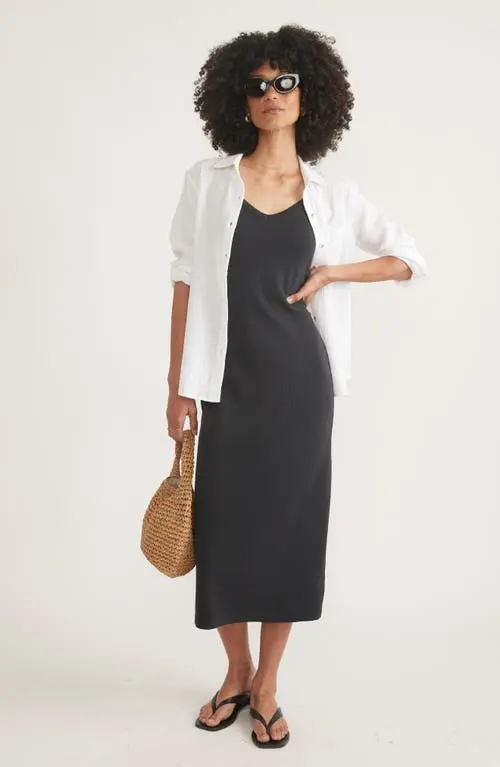 Marine Layer Lexi V-Neck Rib Midi Dress In Washed Black - 25% Off |  Editorialist