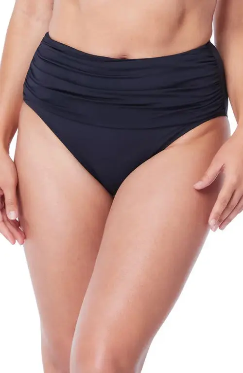 BLEU BY ROD BEATTIE Kore Shirred High Waist Bikini Bottom - Black