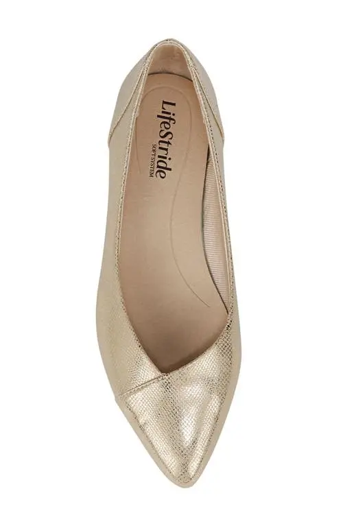 LIFESTRIDE Promise Pointed Toe Flat - Gold