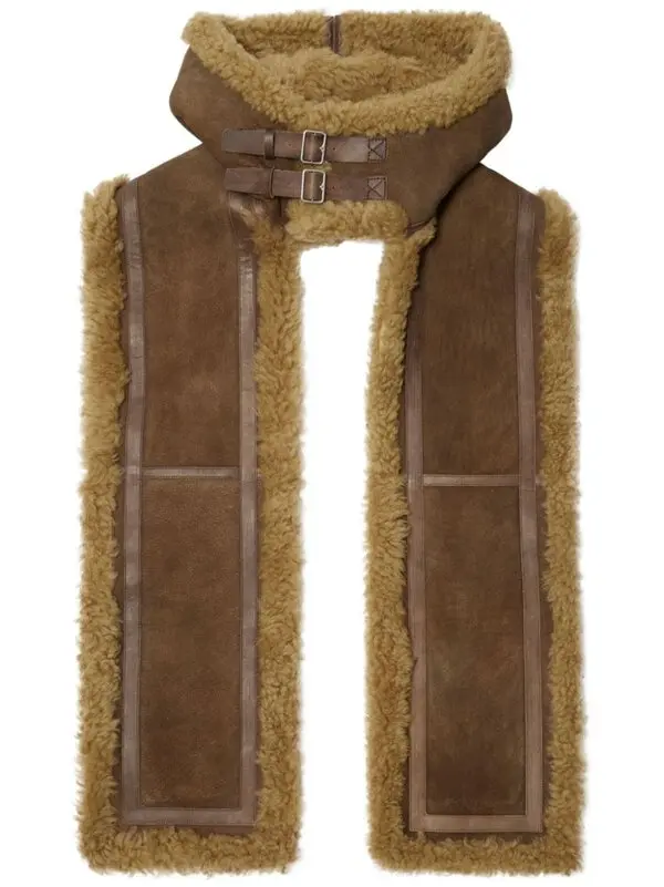 Burberry Hooded Shearling Scarf - Brown