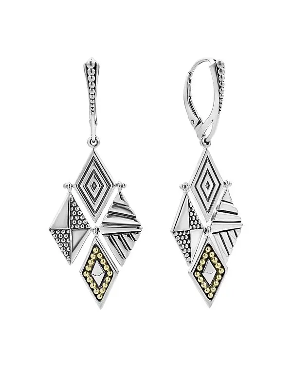 Lagos Sterling And 18k Yellow Gold Drop Earrings - Silver