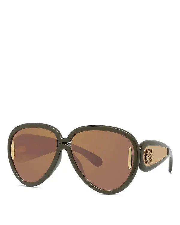 Loewe Wave Mask Pilot Sunglasses - Green/brown Mirrored Solid