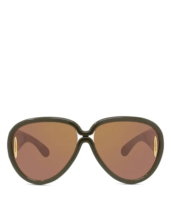 Loewe Wave Mask Pilot Sunglasses - Green/brown Mirrored Solid