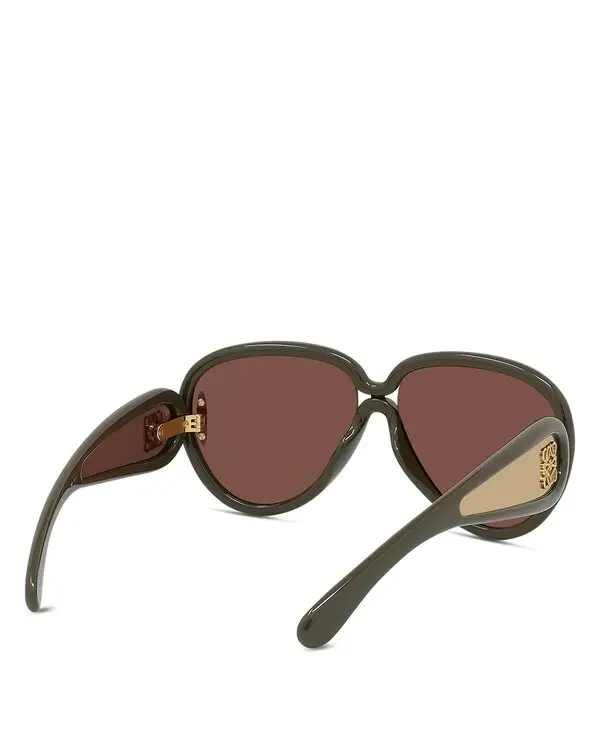 Loewe Wave Mask Pilot Sunglasses - Green/brown Mirrored Solid