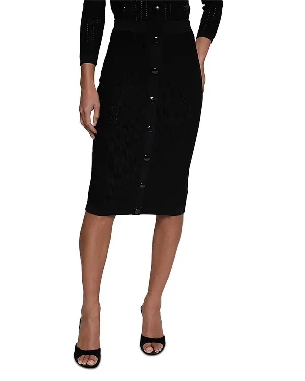 L'Agence Melania Pointelle Knit Skirt - Black