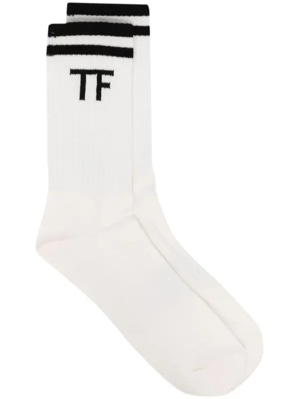 TOM FORD Monogram-jacquard Ankle Socks - White