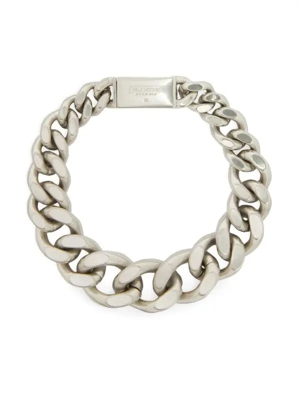 JIL SANDER Logo-engraved Curb-chain Bracelet - Grey