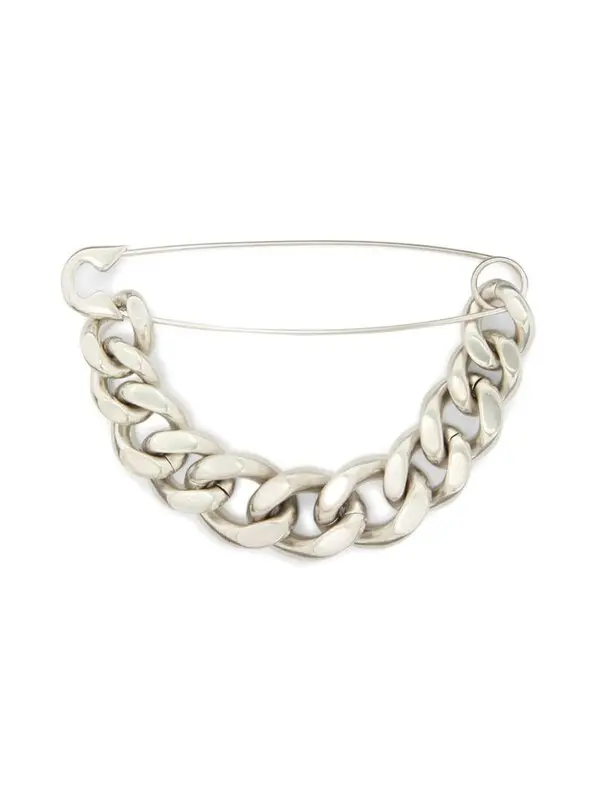 JIL SANDER Safety-pin Curb Chain Brooch - Silver