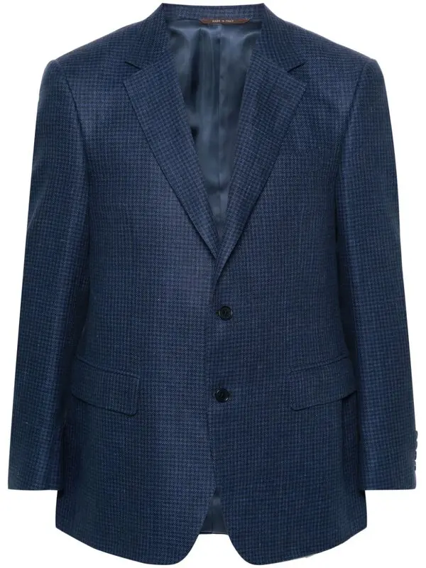 Canali Houndstooth Linen-blend Blazer