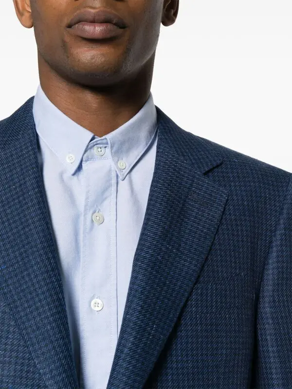 Canali Houndstooth Linen-blend Blazer