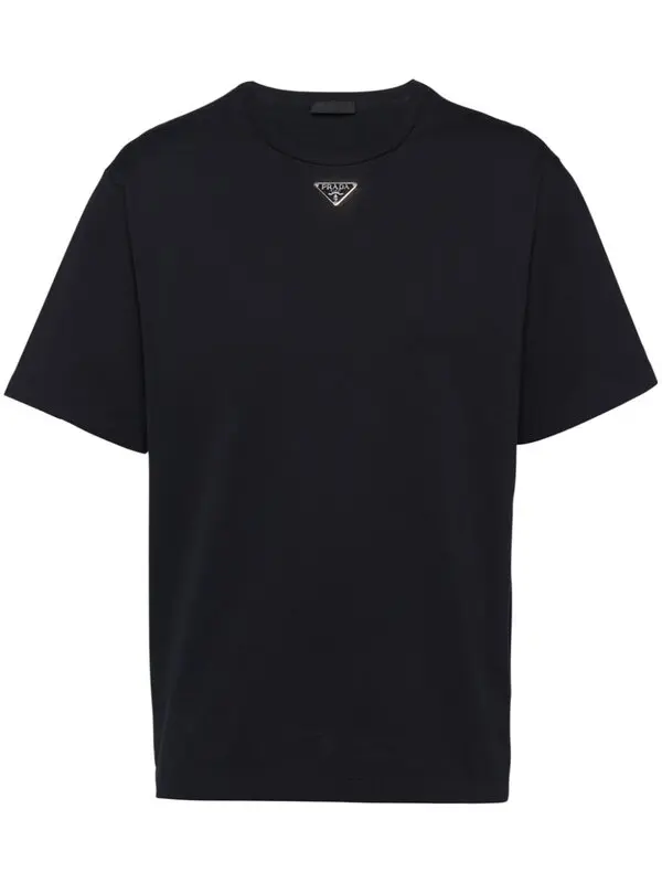 Prada Triangle-Logo Cotton T-Shirt - Black | Editorialist