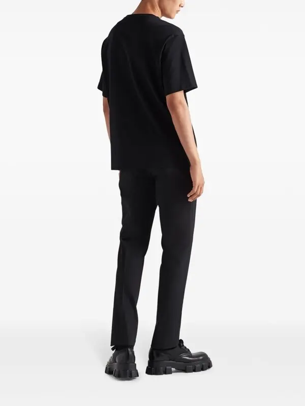 Prada Triangle-logo Cotton T-shirt - Black