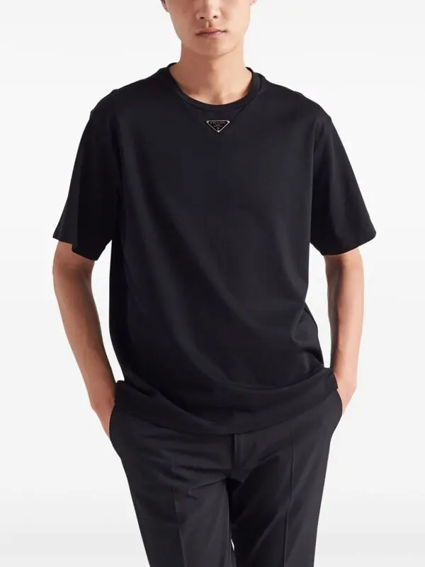 Prada Triangle-logo Cotton T-shirt - Black