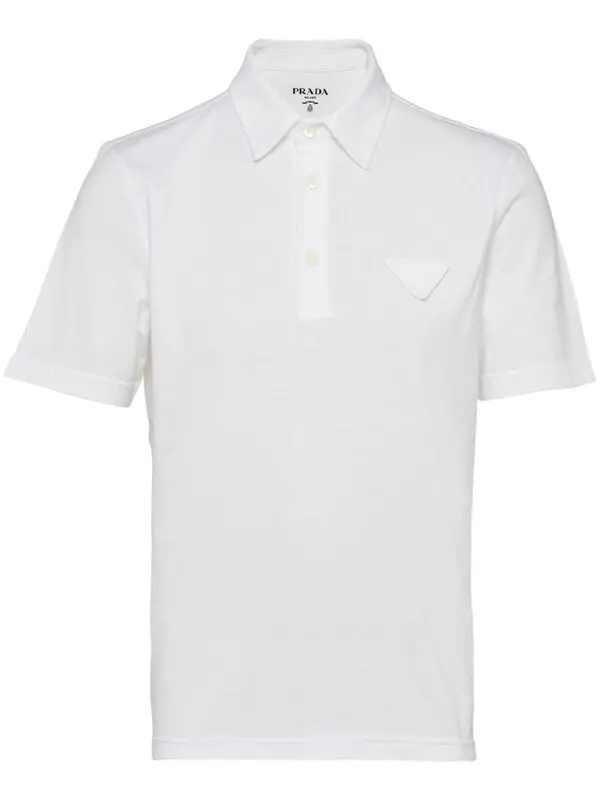 Prada Logo-patch Cotton Polo Shirt - White