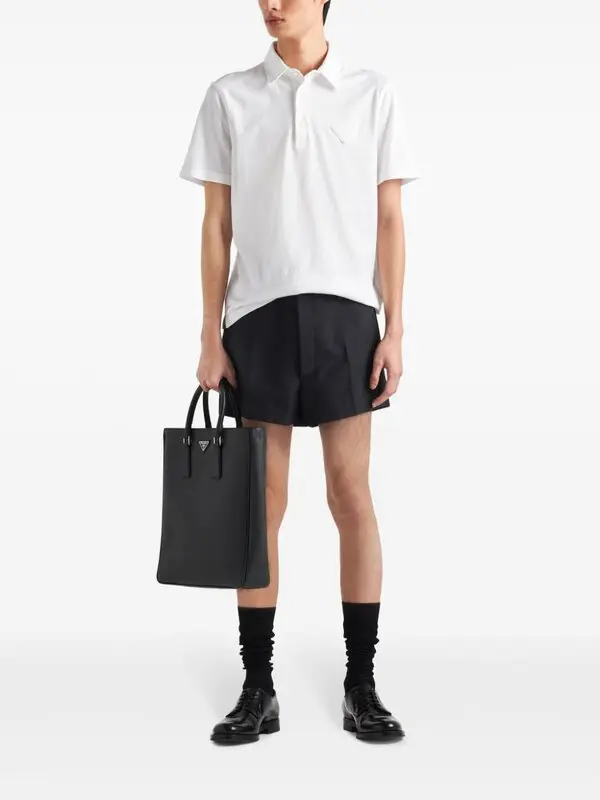 Prada Logo-patch Cotton Polo Shirt - White