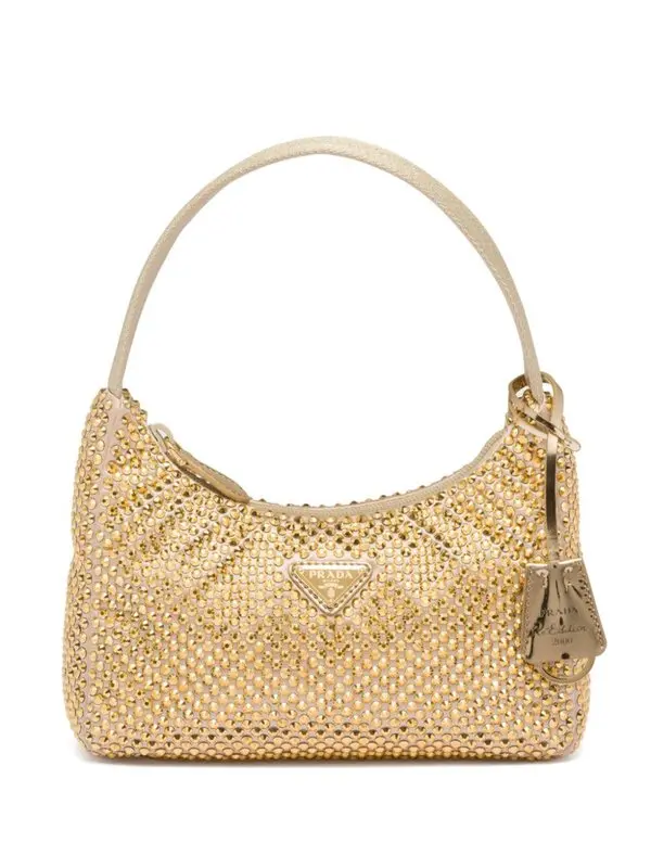 Prada Re-edition Crystal-embellished Mini Bag - Gold