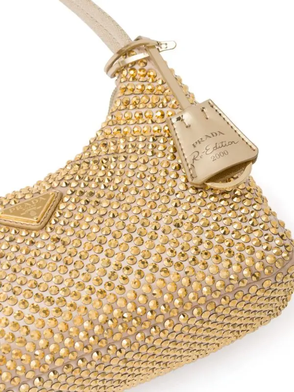 Prada Re-edition Crystal-embellished Mini Bag - Gold