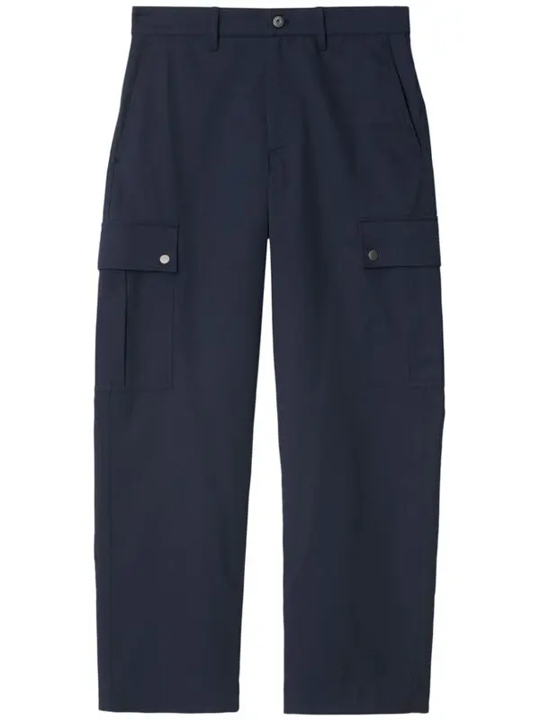 Burberry Cotton Blend Cargo Trousers - Blue