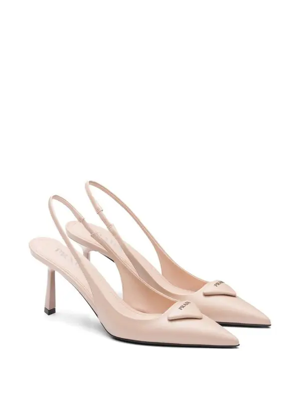 Prada 75mm Brushed Leather Slingback Pumps