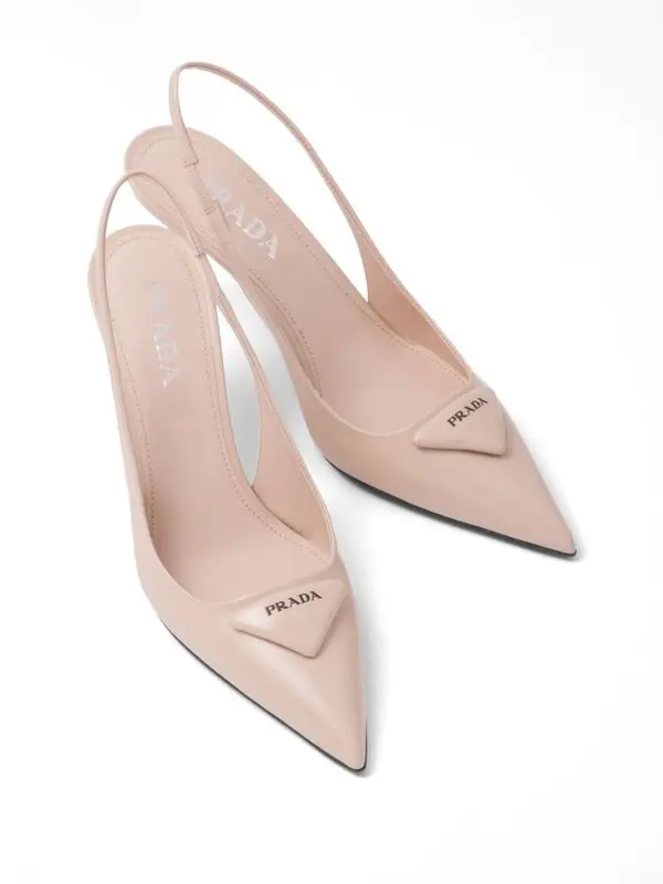 Prada 75mm Brushed Leather Slingback Pumps