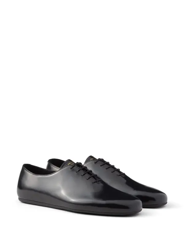 Prada Brushed-leather Lace-up Shoes