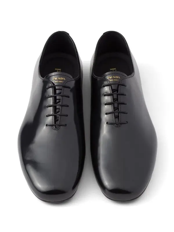 Prada Brushed-leather Lace-up Shoes