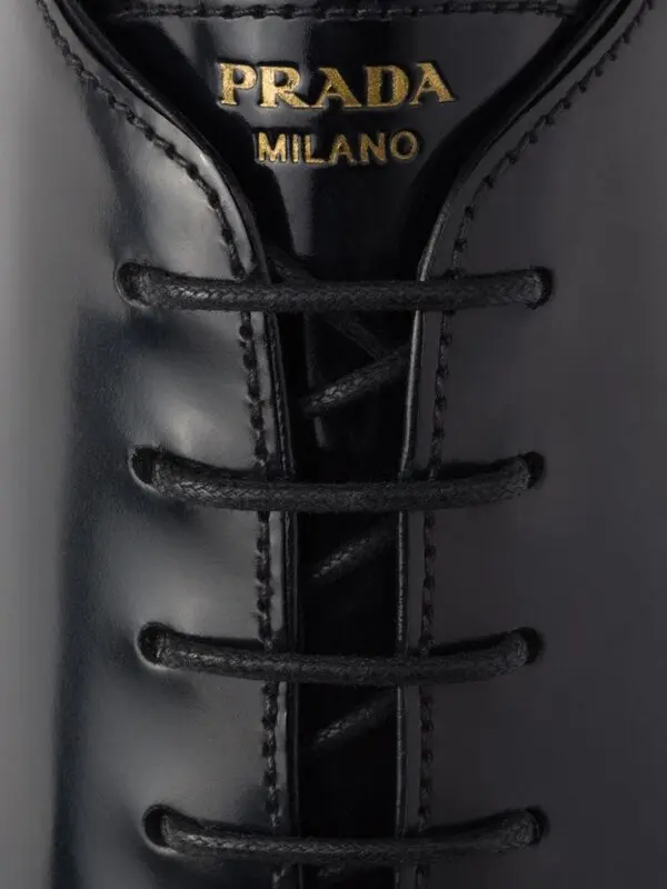 Prada Brushed-leather Lace-up Shoes