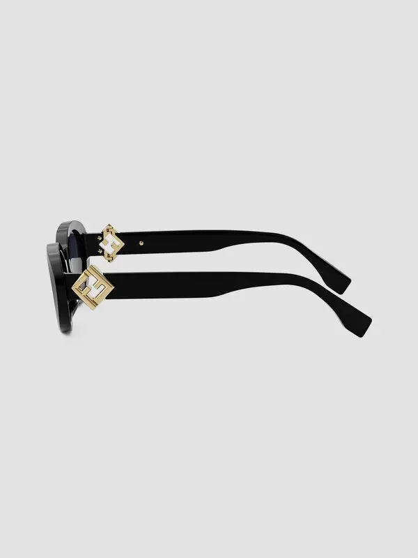 Fendi Diamond Black 53mm Oval Sunglasses - Black Dark Grey