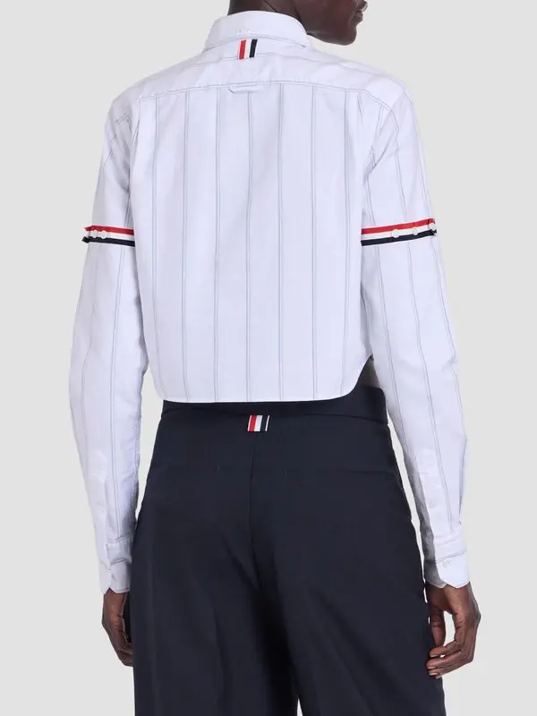 Thom Browne Shadow Stripe Cropped Oxford Shirt