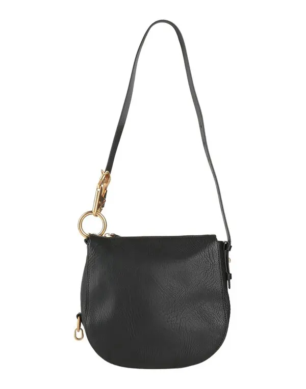 Burberry Pebbled Leather Shoulder Bag - Black