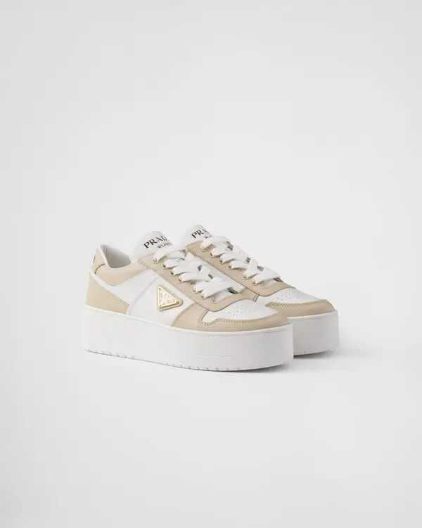 Prada Downtown Leather Sneakers - Desert/white