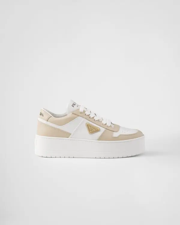 Prada Downtown Leather Sneakers - Desert/white