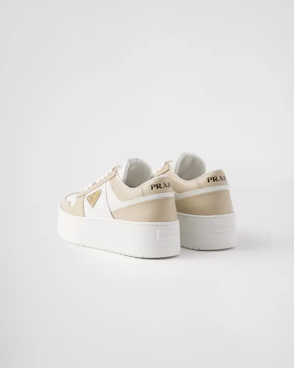 Prada Downtown Leather Sneakers - Desert/white