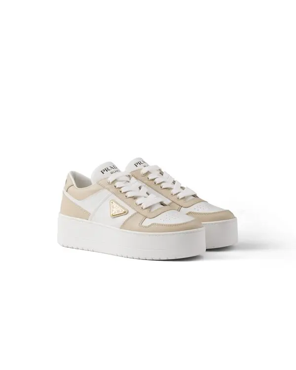Prada Downtown Leather Sneakers - White