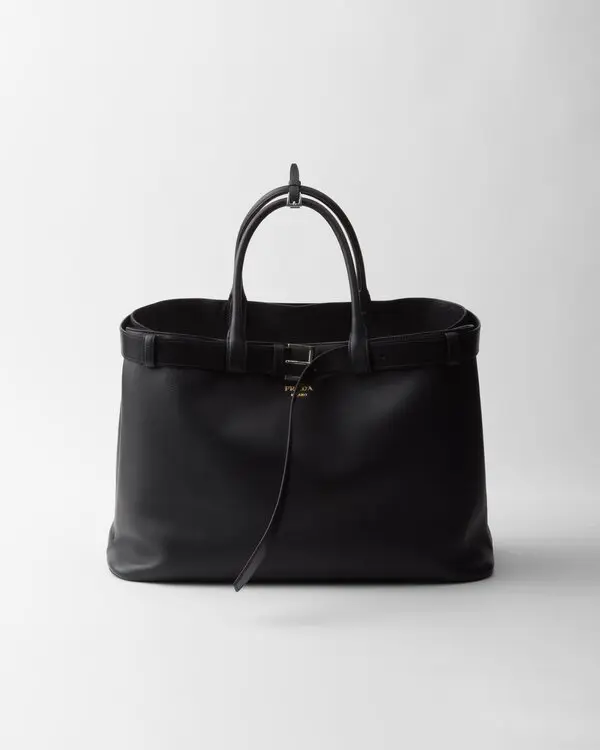 Prada Buckle Leather Bag - Black