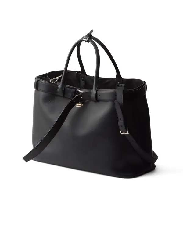 Prada Leather Bag With Buckle Belt - Black
