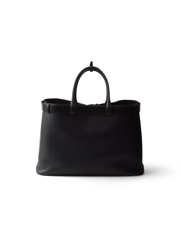Prada Leather Bag With Buckle Belt - Black