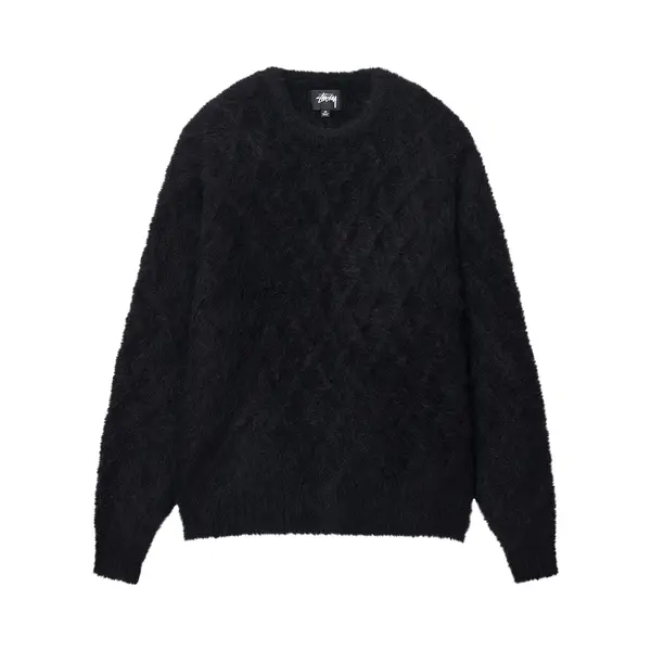 StÜssy Fuzzy Lattice Crew Sweater - Black