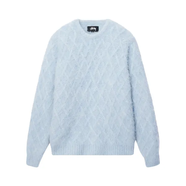 StÜssy Fuzzy Lattice Crew Sweater - Blue
