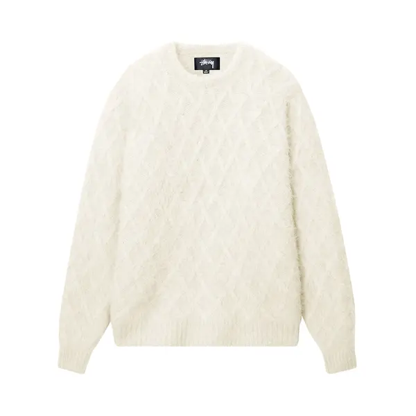 StÜssy Fuzzy Lattice Crew Sweater - Cream