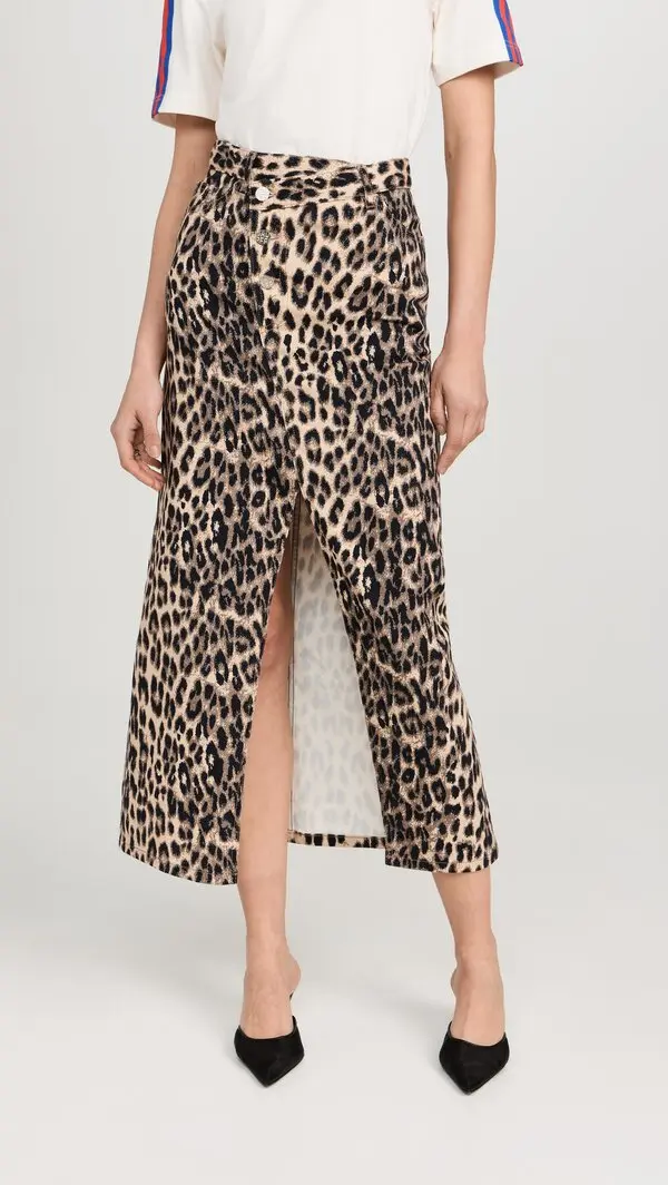Baum Und Pferdgarten Sigge Leopard Print Denim Maxi Skirt