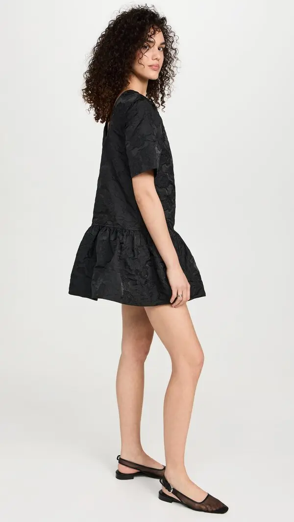 ganni open back mini dress Open-back crochet mini dress - black