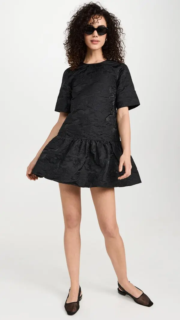 high neck ruffle hem cape mini dress High Neck Ruffle Hem Cape Mini Dress
