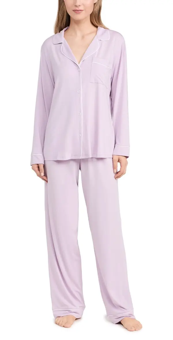 Eberjey Gisele The Tencel Modal Long Pj Set - Lavender/ Ivory