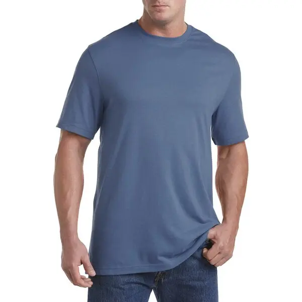 HARBOR BAY BY DXL Big & Tall Moisture-wicking Jersey T-shirt - Bering Sea