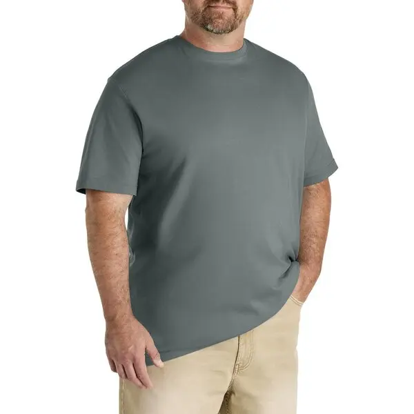 HARBOR BAY BY DXL Big & Tall Moisture-wicking Jersey T-shirt - Castor Gray