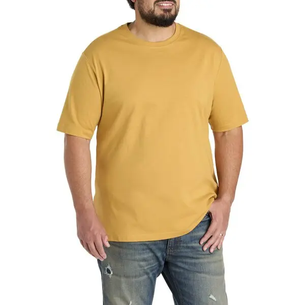 HARBOR BAY BY DXL Big & Tall Moisture-wicking Jersey T-shirt - Honey Mustard