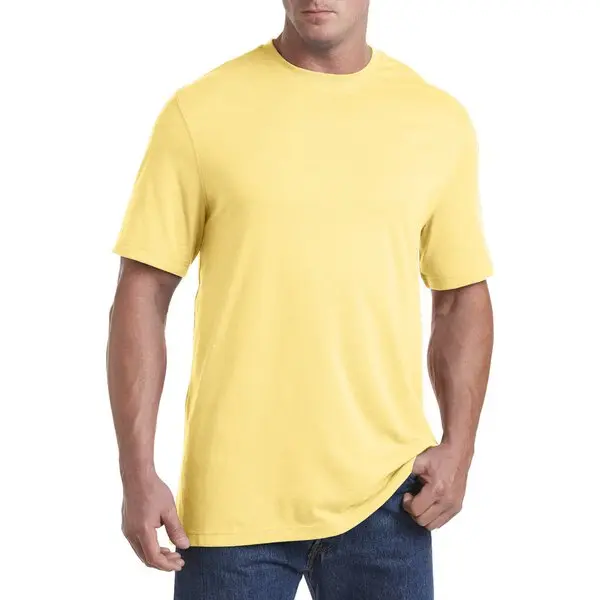 HARBOR BAY BY DXL Big & Tall Moisture-wicking Jersey T-shirt - Lemon Drop